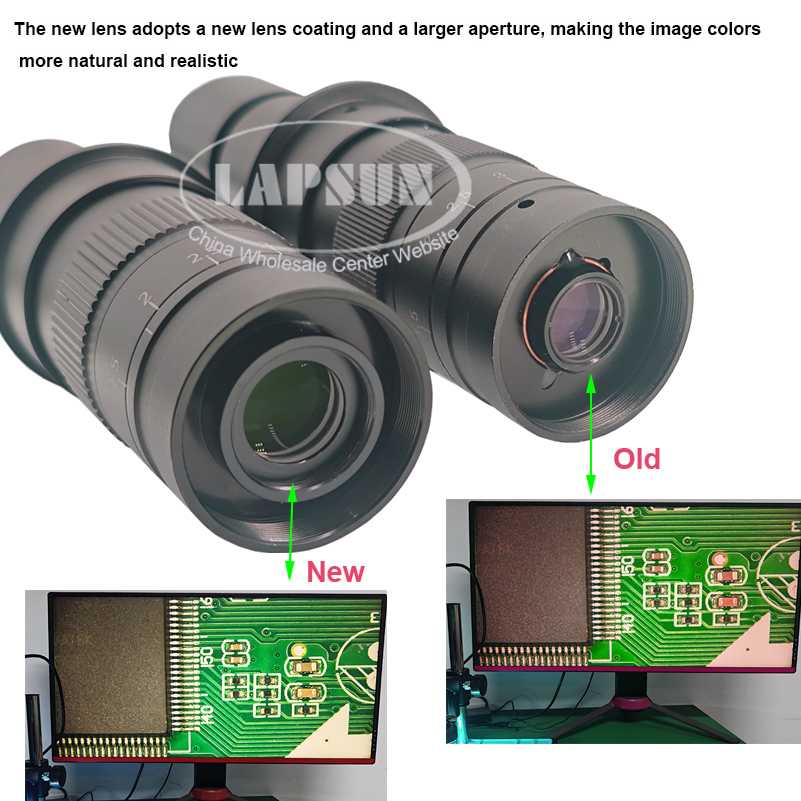 180X-360X Parfocal Zoom Microscope Industry Camera C-Mount Glass Lens ...